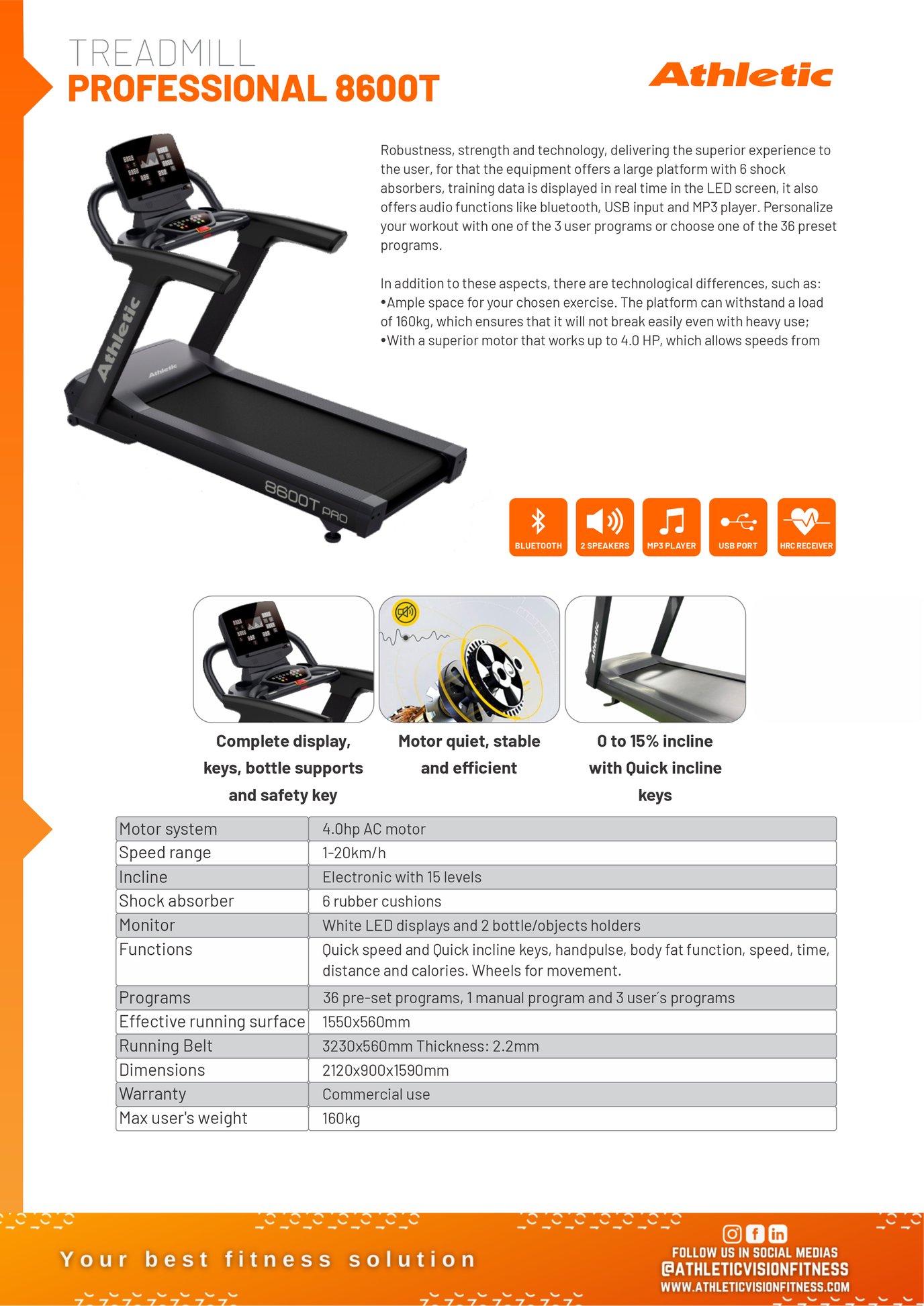 PROFESSIONAL TREADMILL - 8600T