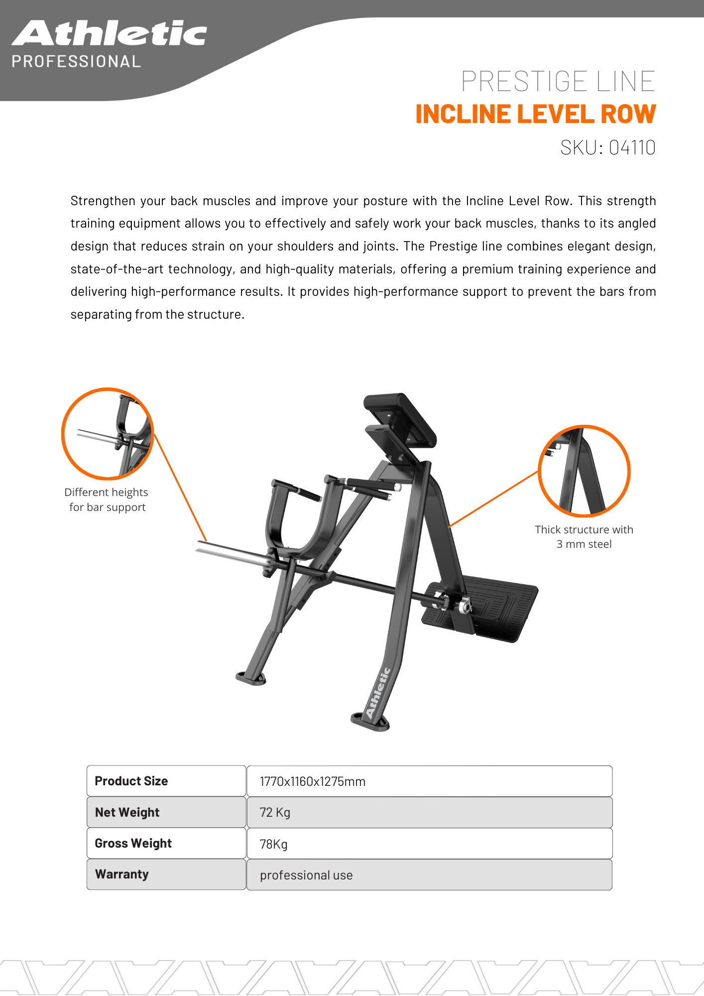 PRESTIGE LINE - INCLINE LEVEL ROW