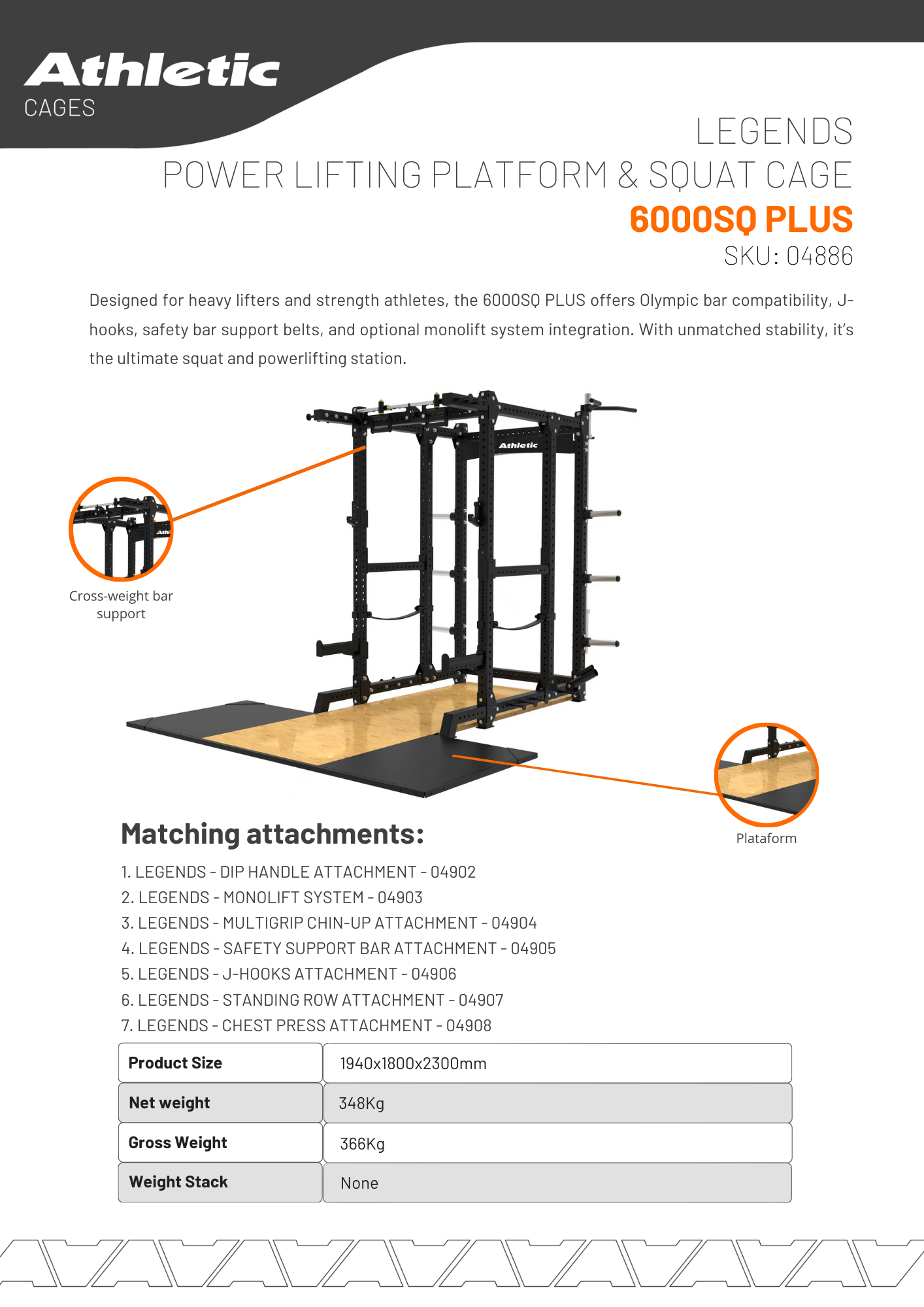 LEGENDS - POWER LIFTING PLATFORM & SQUAT CAGE- 6000SQ PLUS